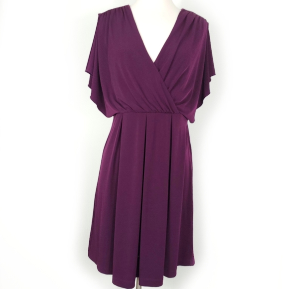 Calvin Klein | Dresses | Calvin Kline Flutter Sleeve Fit Flare Wrap ...